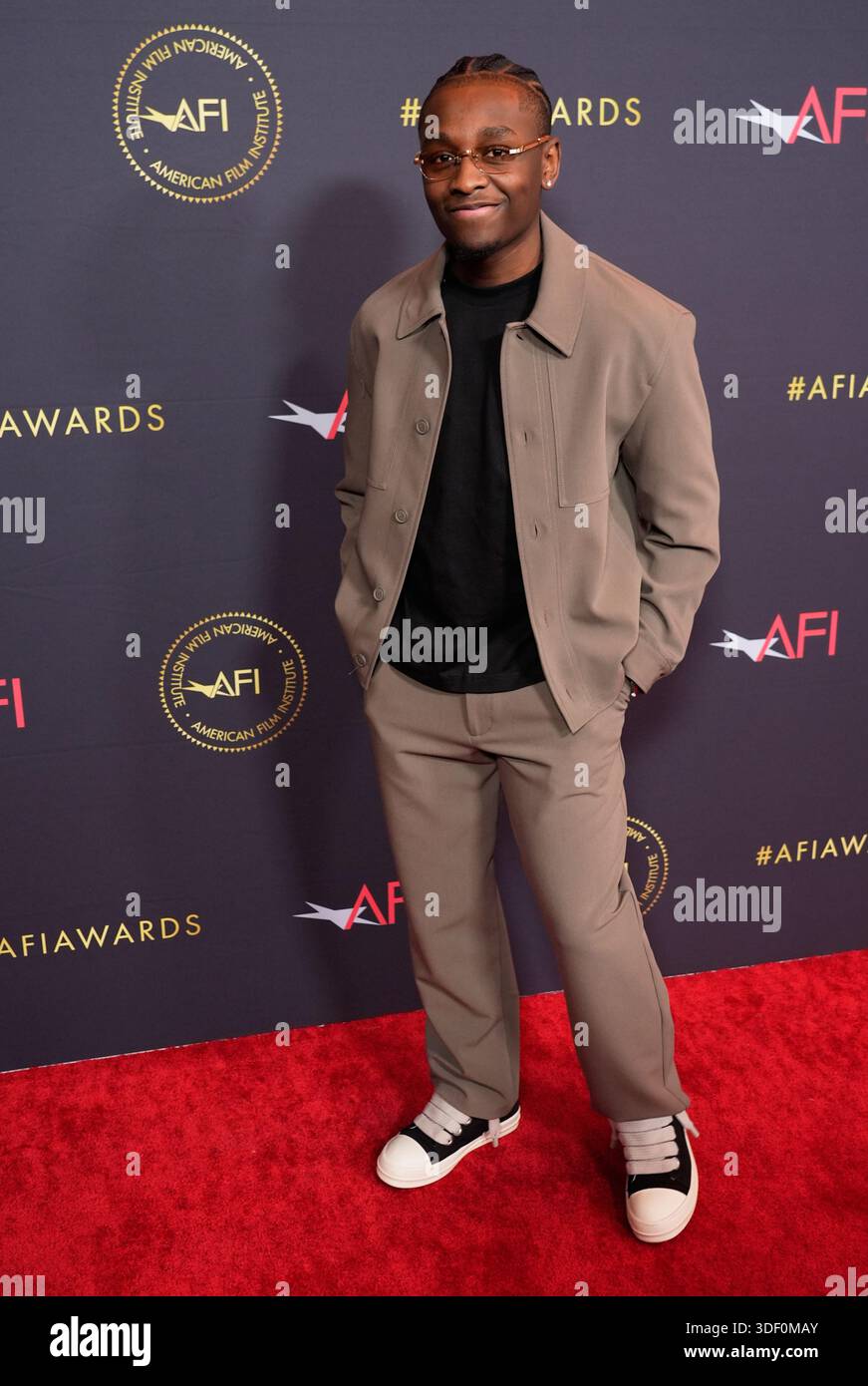 Actor Miles Caton arrives at the AFI Awards on Friday, Jan. 9, 2026, at ...