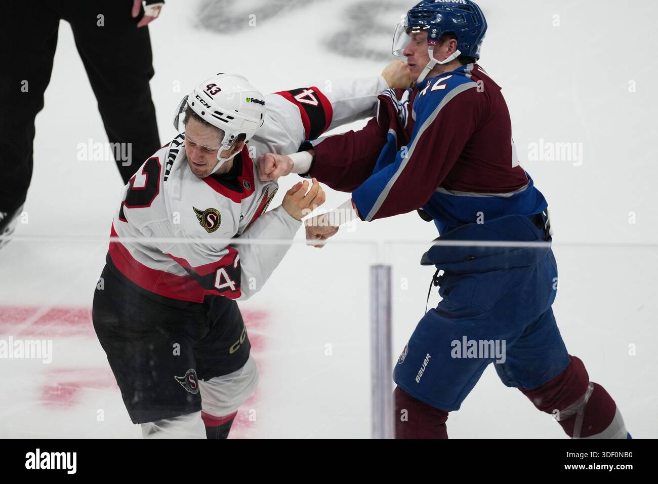 Colorado Avalanche defenseman Josh Manson (42) fights with Ottawa ...