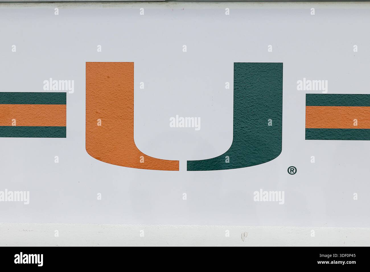 GLENDALE, AZ - JANUARY 08: The Miami Hurricanes logo before the Miami ...