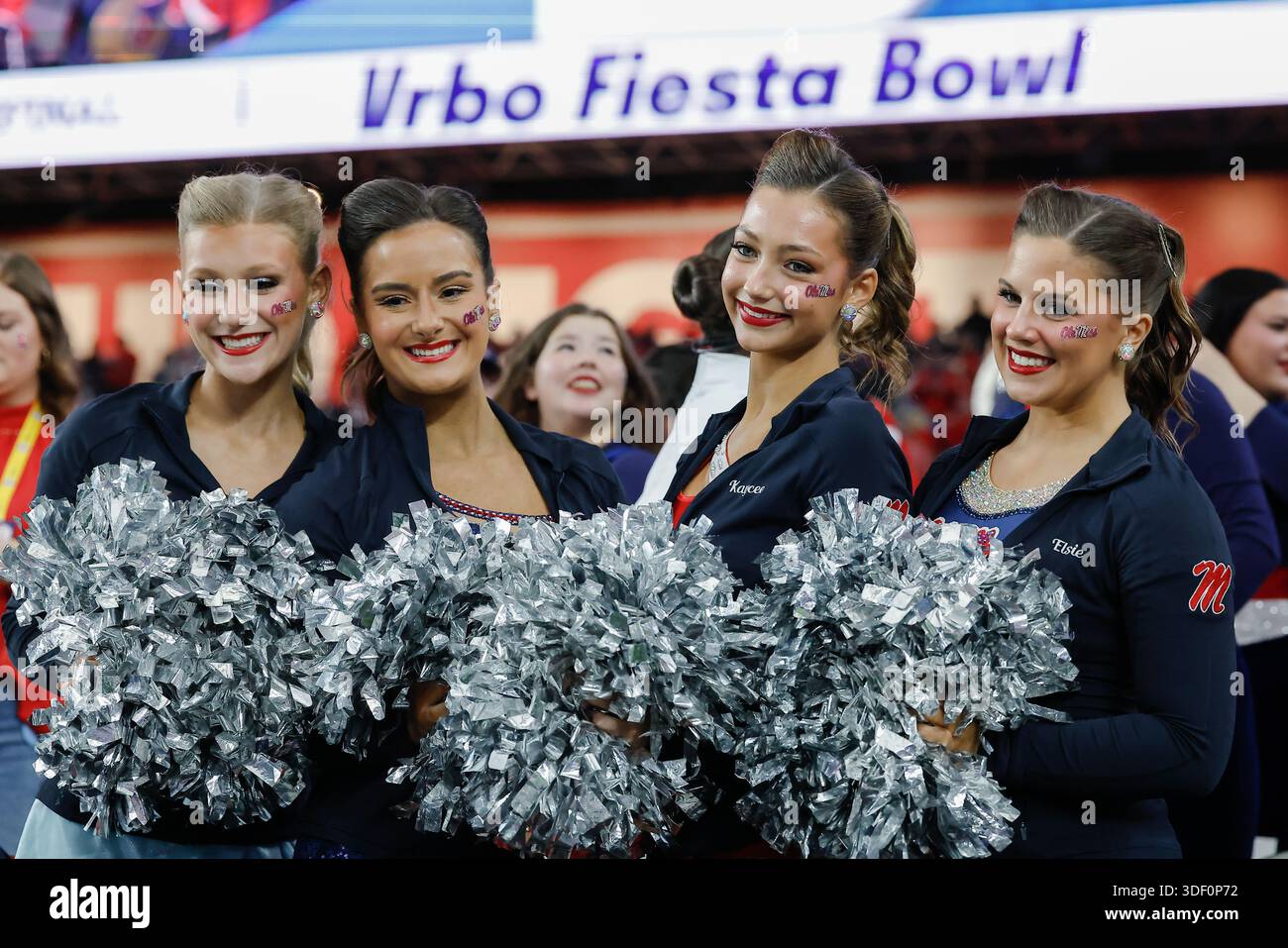 GLENDALE, AZ - JANUARY 08: Ole Miss Rebels cheerleaders smile before ...