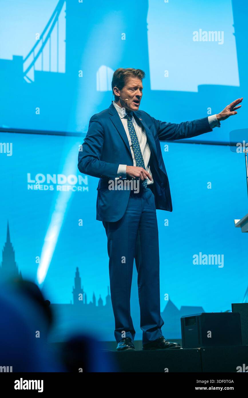 London, UK – Reform UK held a rally at the ICC Auditorium in east ...