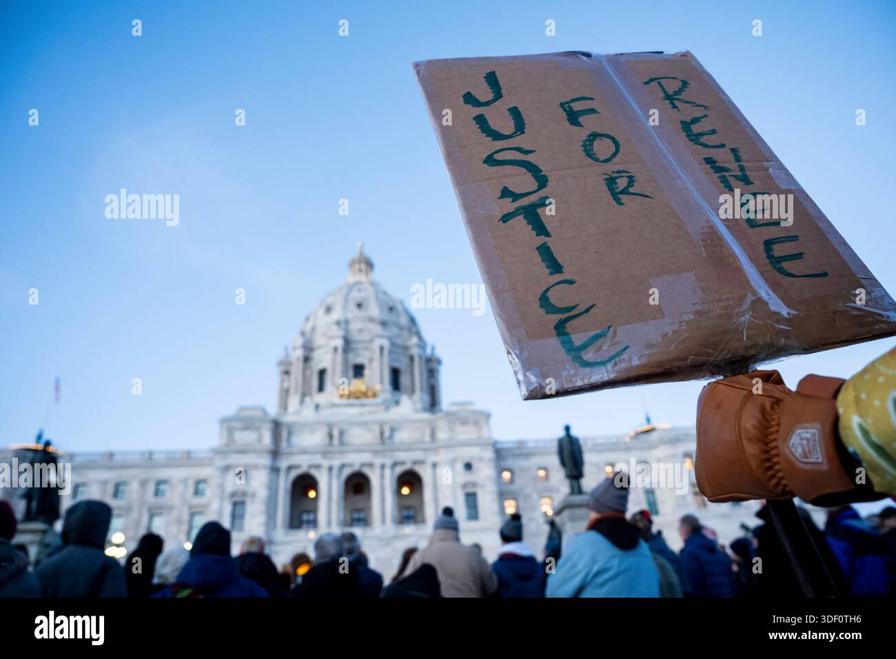 People gather at a rally in front of the Minnesota State Capitol ...