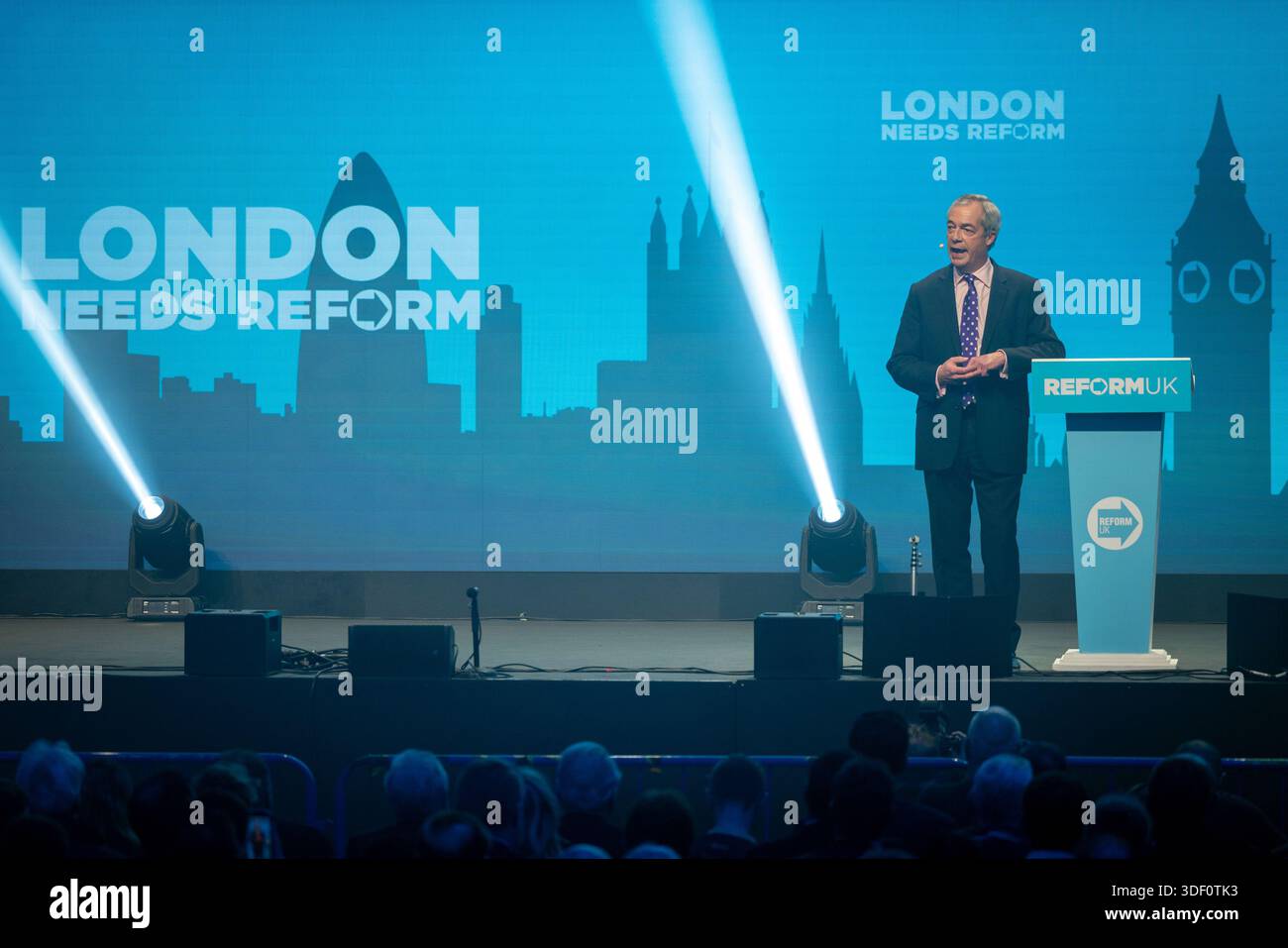 London, UK – Reform UK held a rally at the ICC Auditorium in east ...