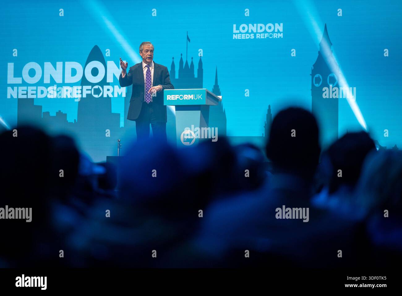 London, UK – Reform UK held a rally at the ICC Auditorium in east ...