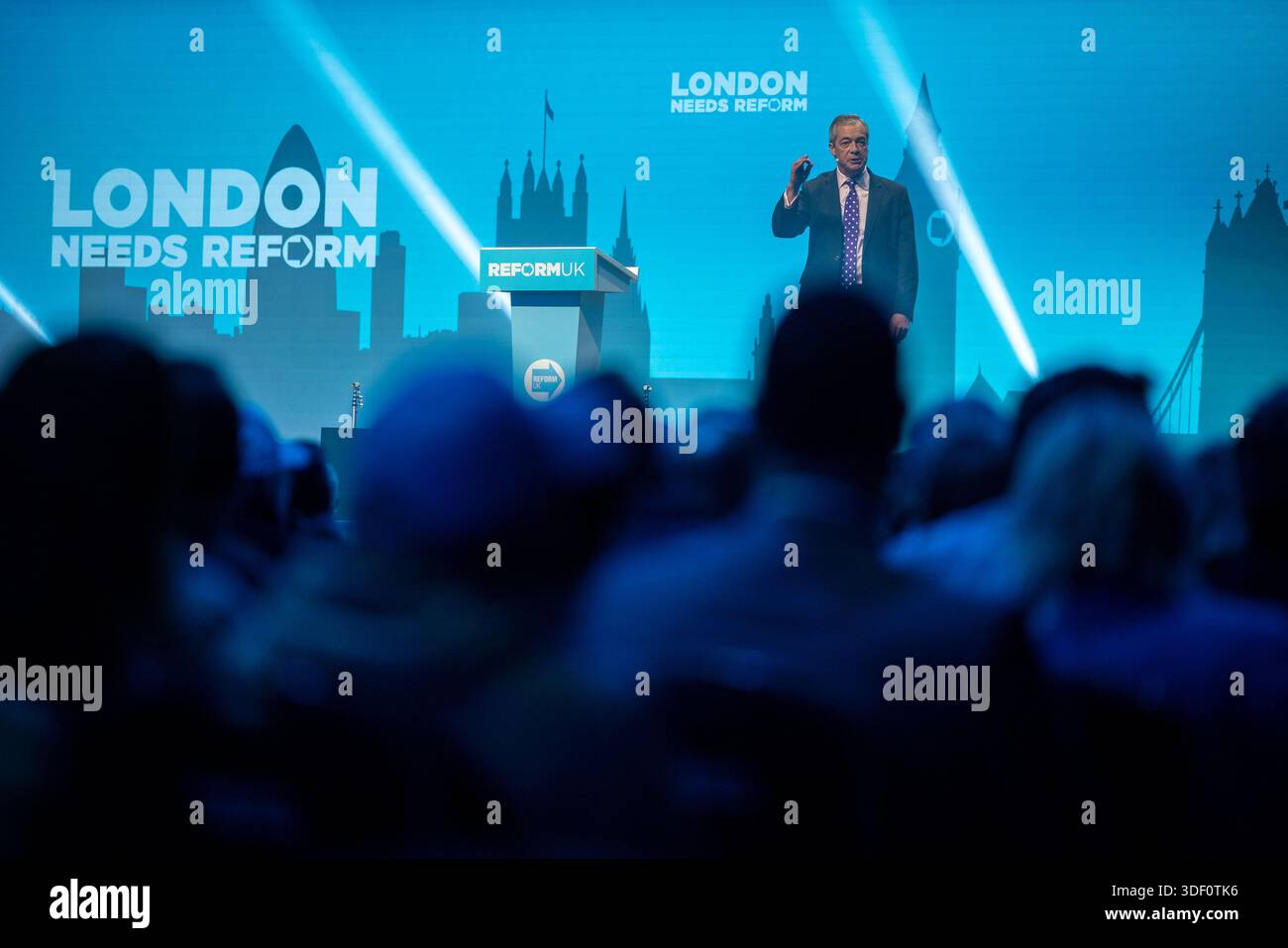 London, UK – Reform UK held a rally at the ICC Auditorium in east ...