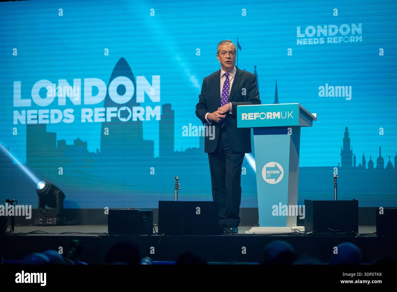 London, UK – Reform UK held a rally at the ICC Auditorium in east ...