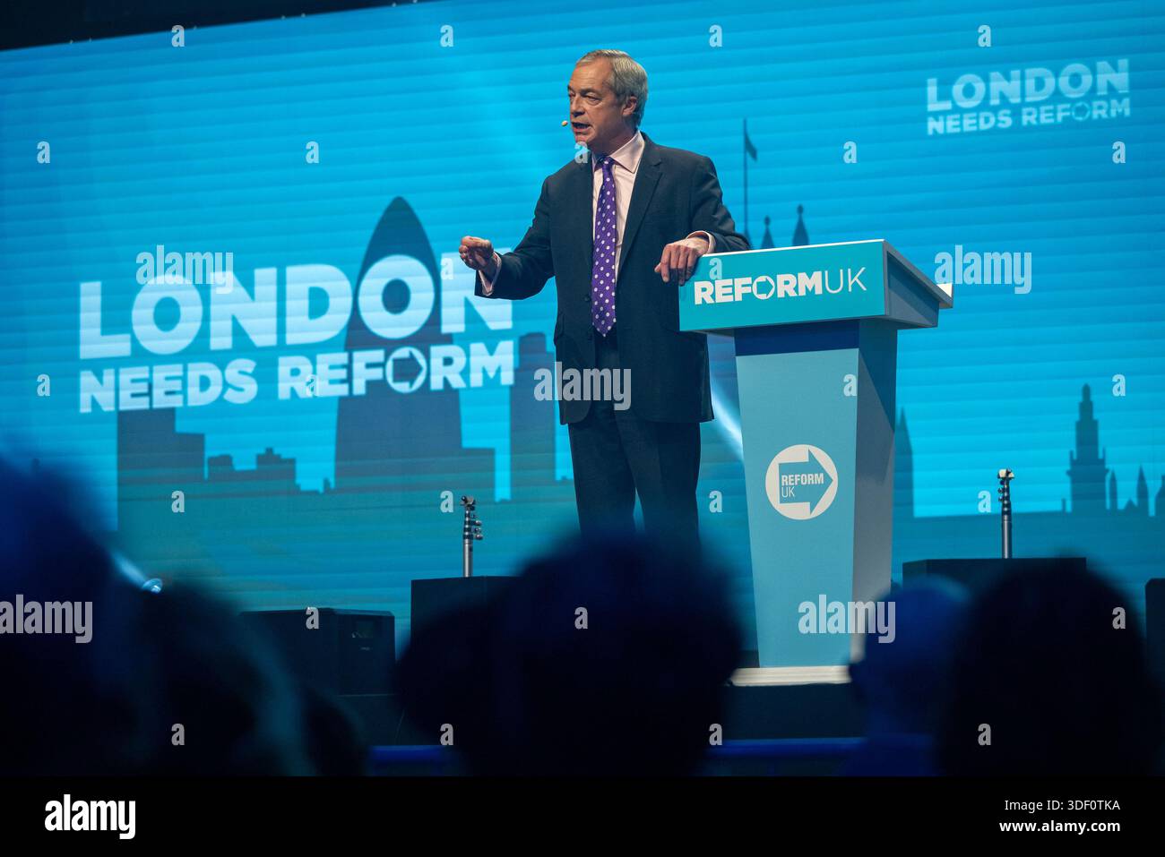 London, UK – Reform UK held a rally at the ICC Auditorium in east ...