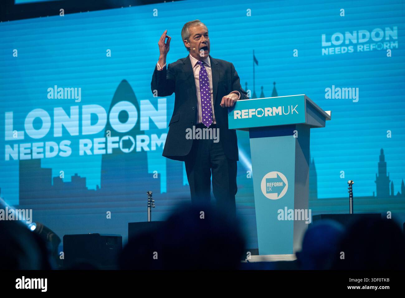 London, UK – Reform UK held a rally at the ICC Auditorium in east ...