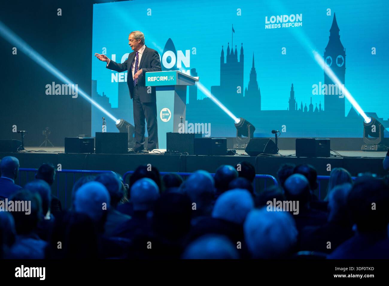 London, UK – Reform UK held a rally at the ICC Auditorium in east ...