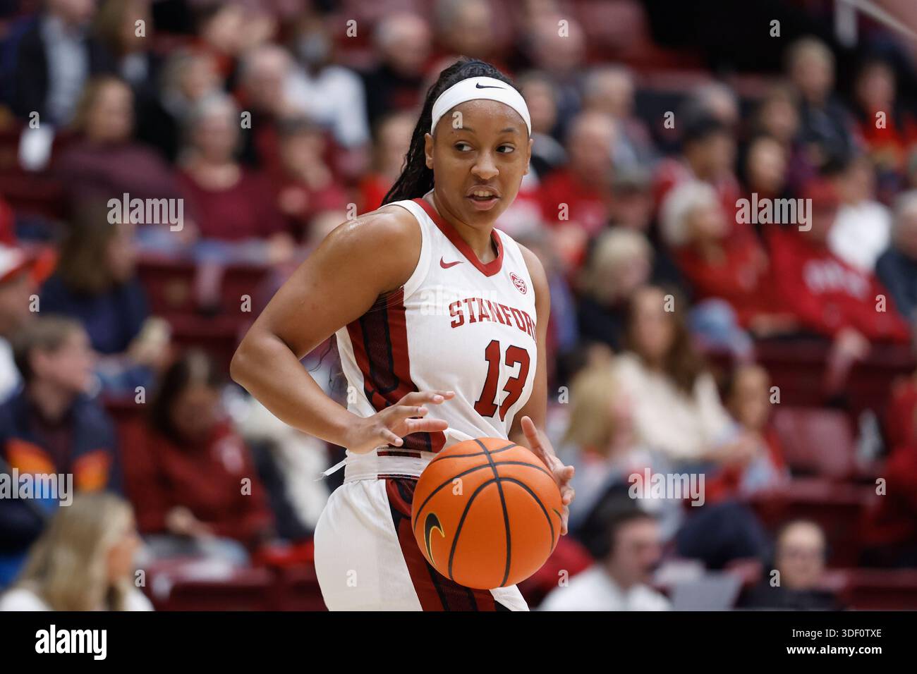 Stanford guard Chloe Clardy (13) gathers the ball during an NCAA ...