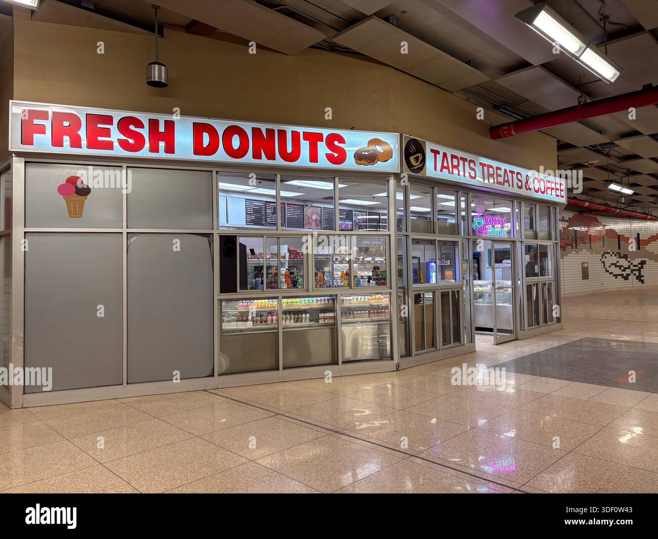 Fresh Donuts Tarts Treats & Coffee shop, an empty cafe and bakery food ...