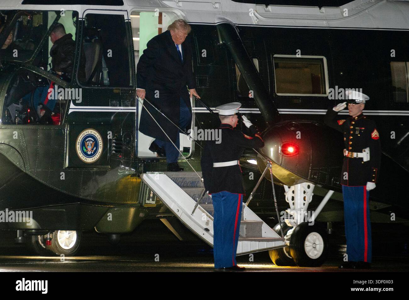 President Donald Trump exits Marine One before boarding Air Force One ...