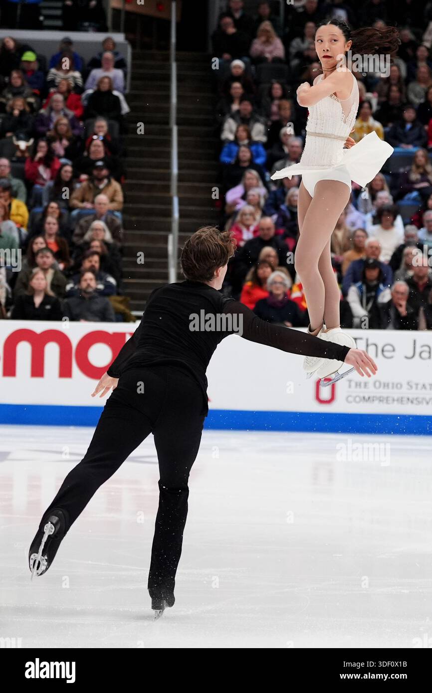 Chelsea Liu and Ryan Bedard compete during the pairs free skating ...
