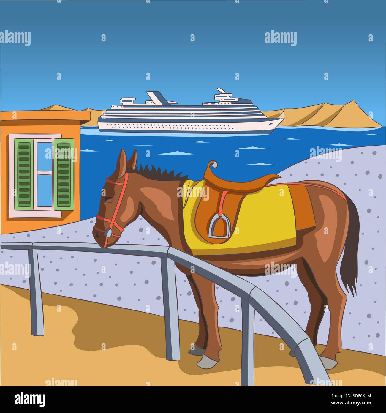 Ferry santorini Stock Vector Images - Alamy