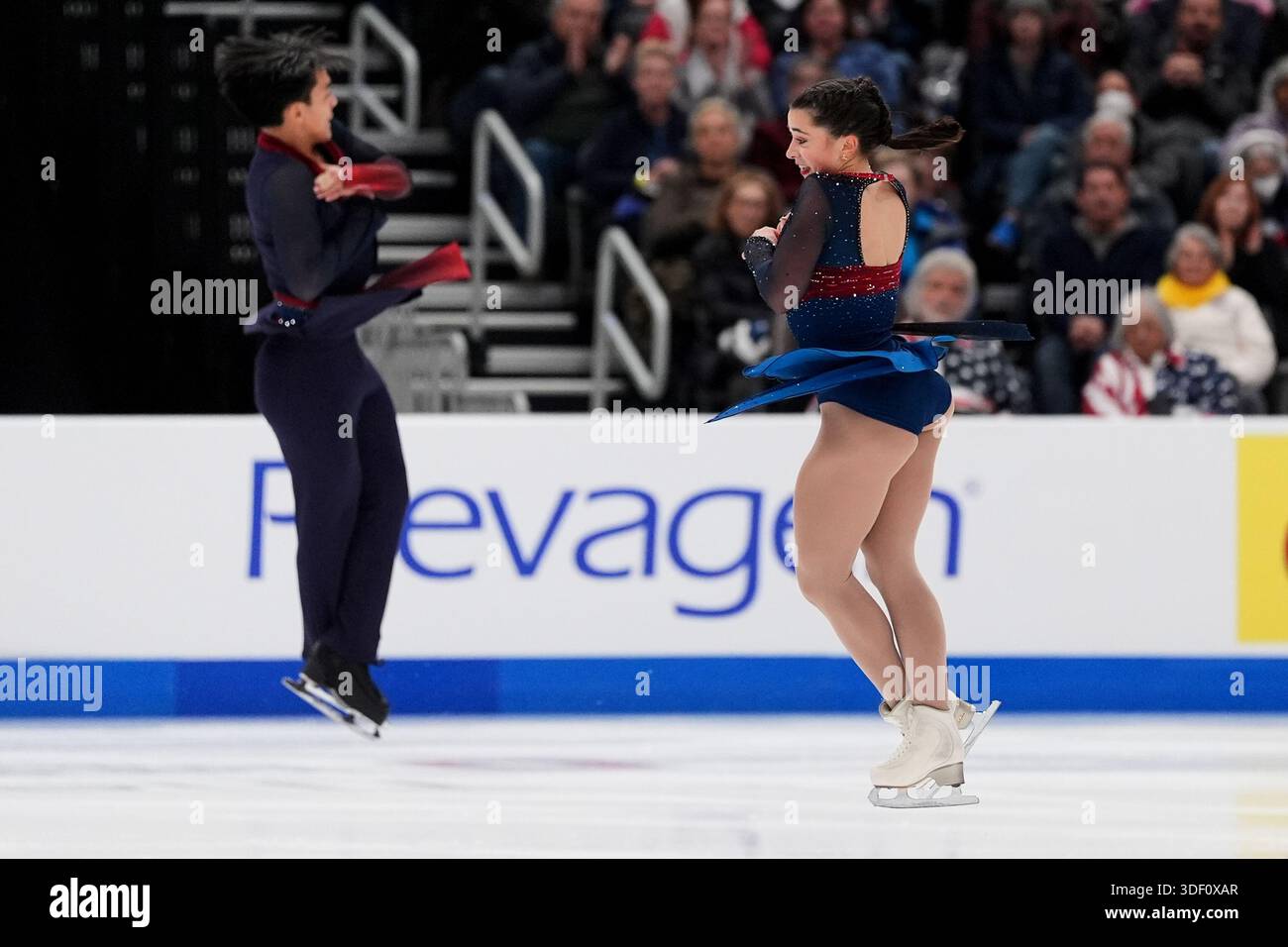 Olivia Flores and Luke Wang compete during the pairs free skating ...
