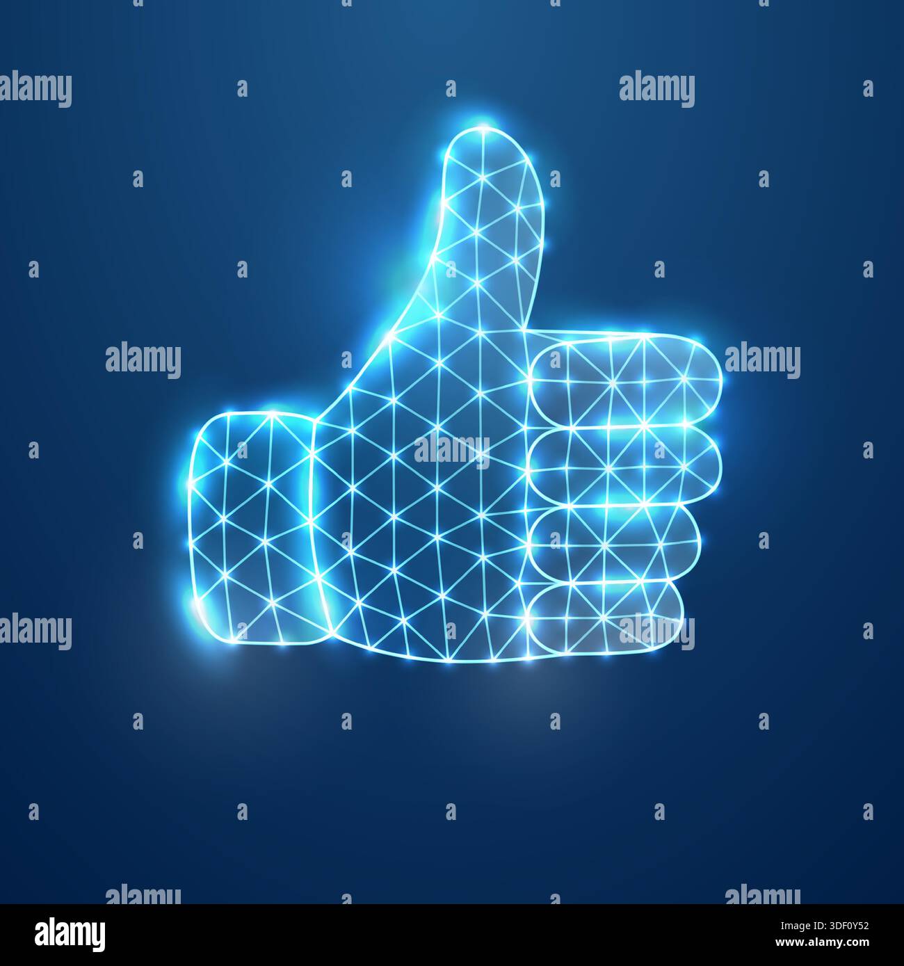 Glowing neon blue thumbs up Stock Vector Images - Alamy