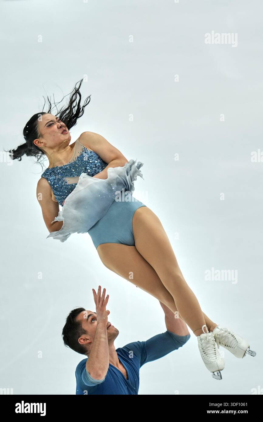 Audrey Shin and Balazs Nagy compete during the pairs free skating ...