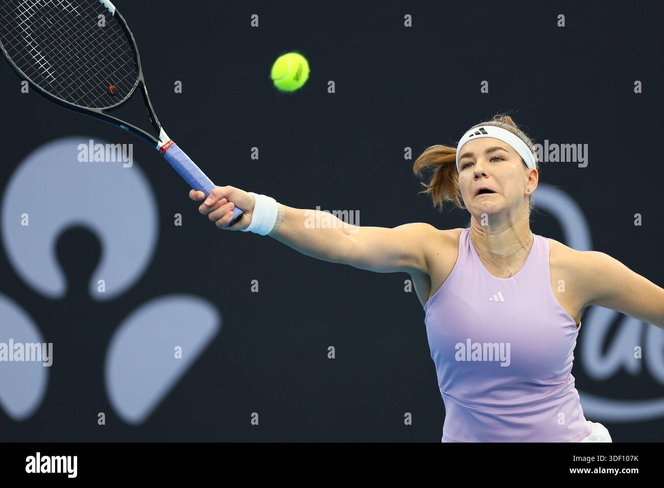 Karolína Muchova, of the Czech Republic, plays a shot during her ...