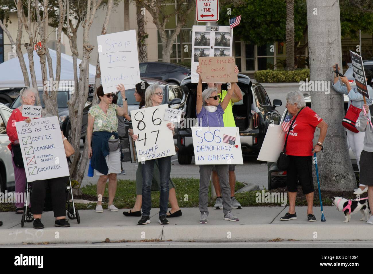 Demonstrators gather in Coral Springs, Florida, on January 9, 2026 to ...