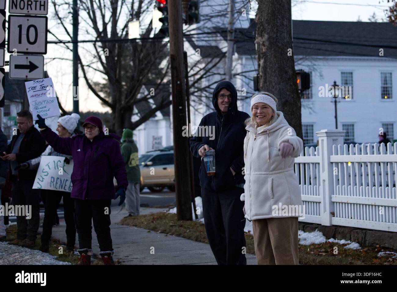 Avon, CT, USA - January 8, 2026: A protest in Avon, Connecticut ...