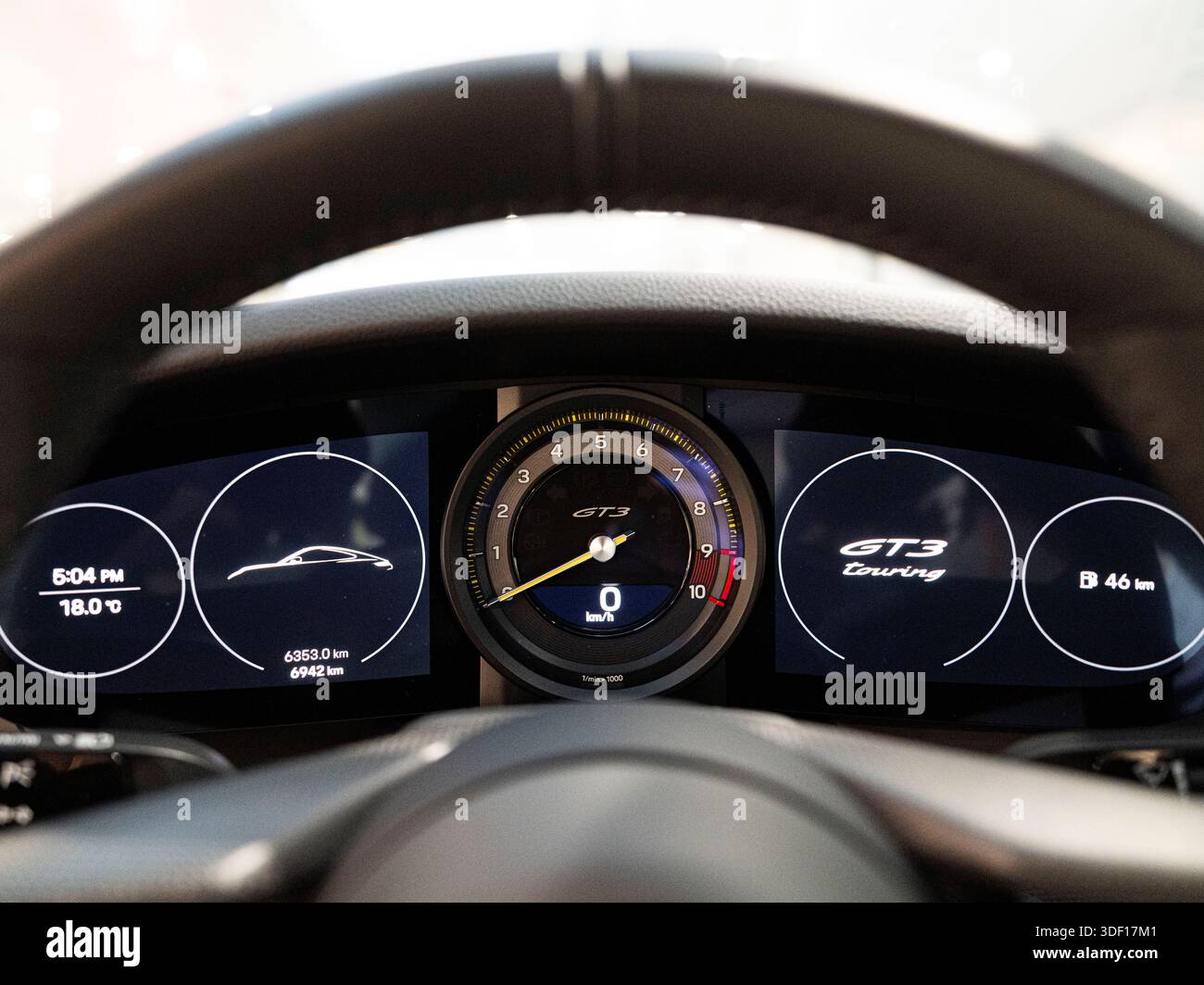 Modern digital instrument cluster and dashboard of the new Porsche 911 ...