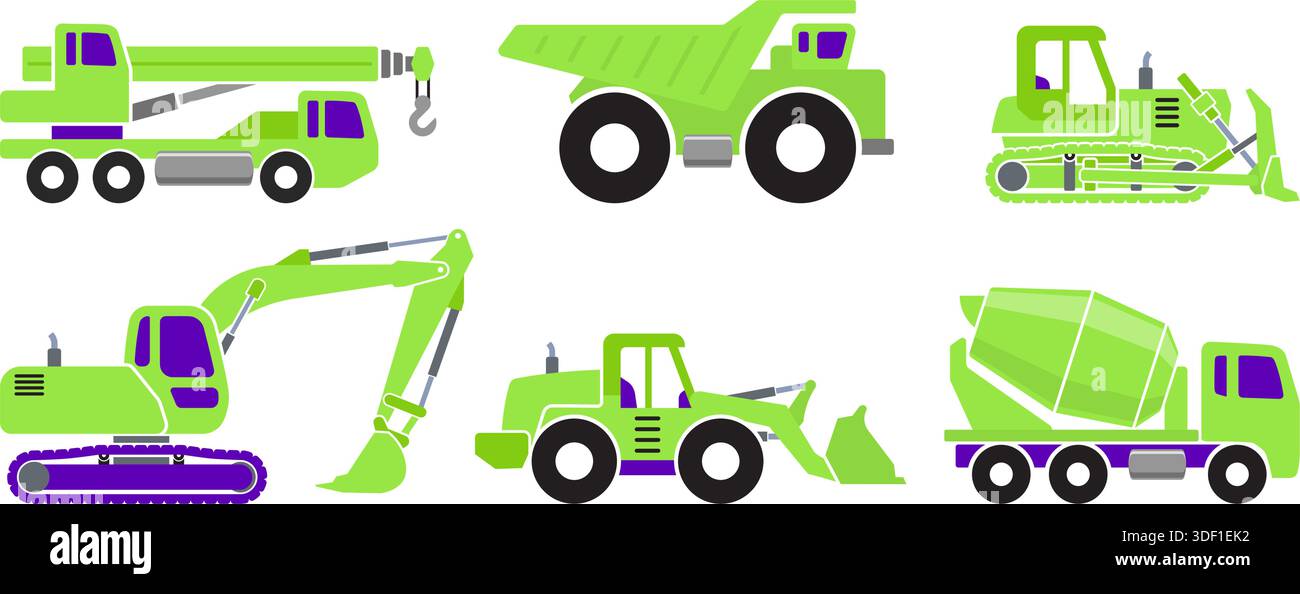 simple green construction vehicle silhouette simplified side view ...