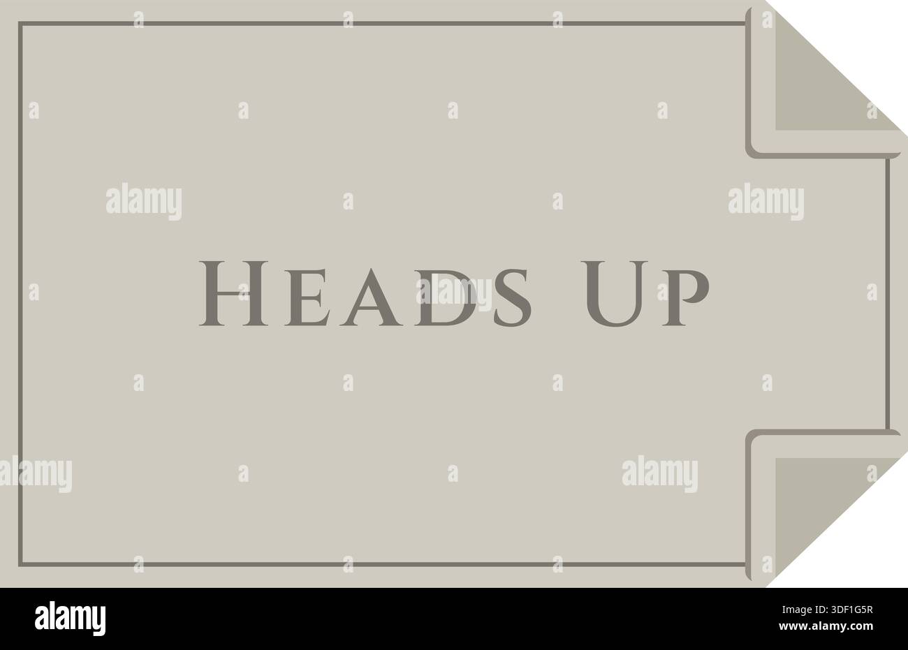 A light beige notice card with subtle folds in two corners and the ...