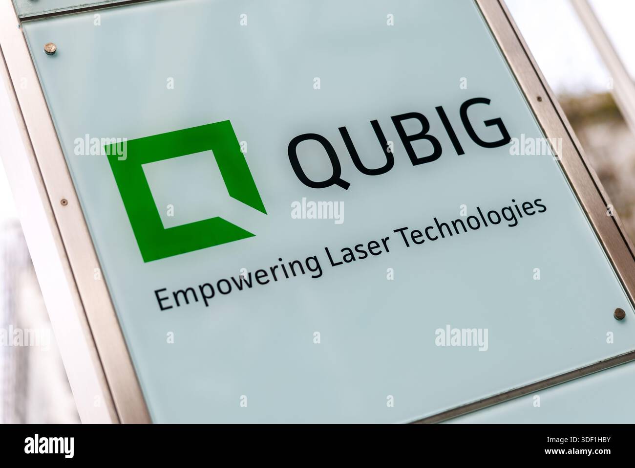 30 October 2025, Bavaria, Munich: The logo of Qubig "Empowering Laser ...