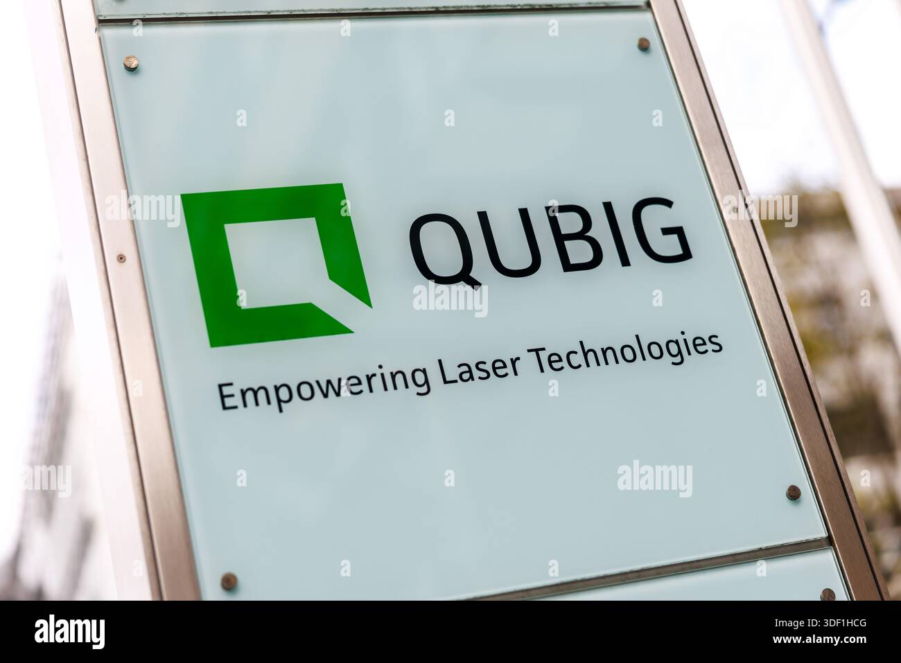 30 October 2025, Bavaria, Munich: The logo of Qubig "Empowering Laser ...