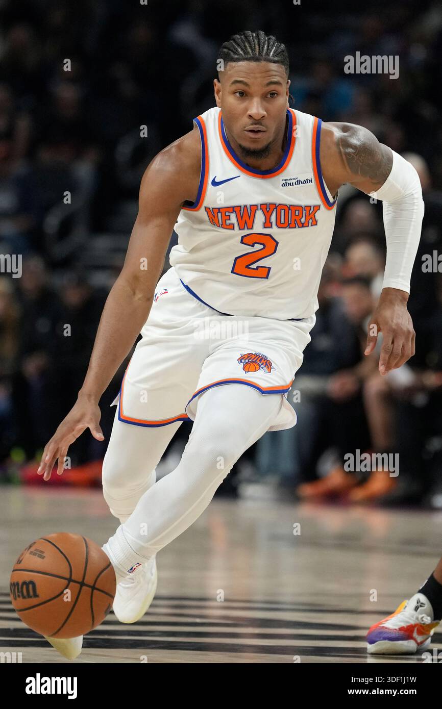 New York Knicks guard Miles McBride dribbles the ball against the ...
