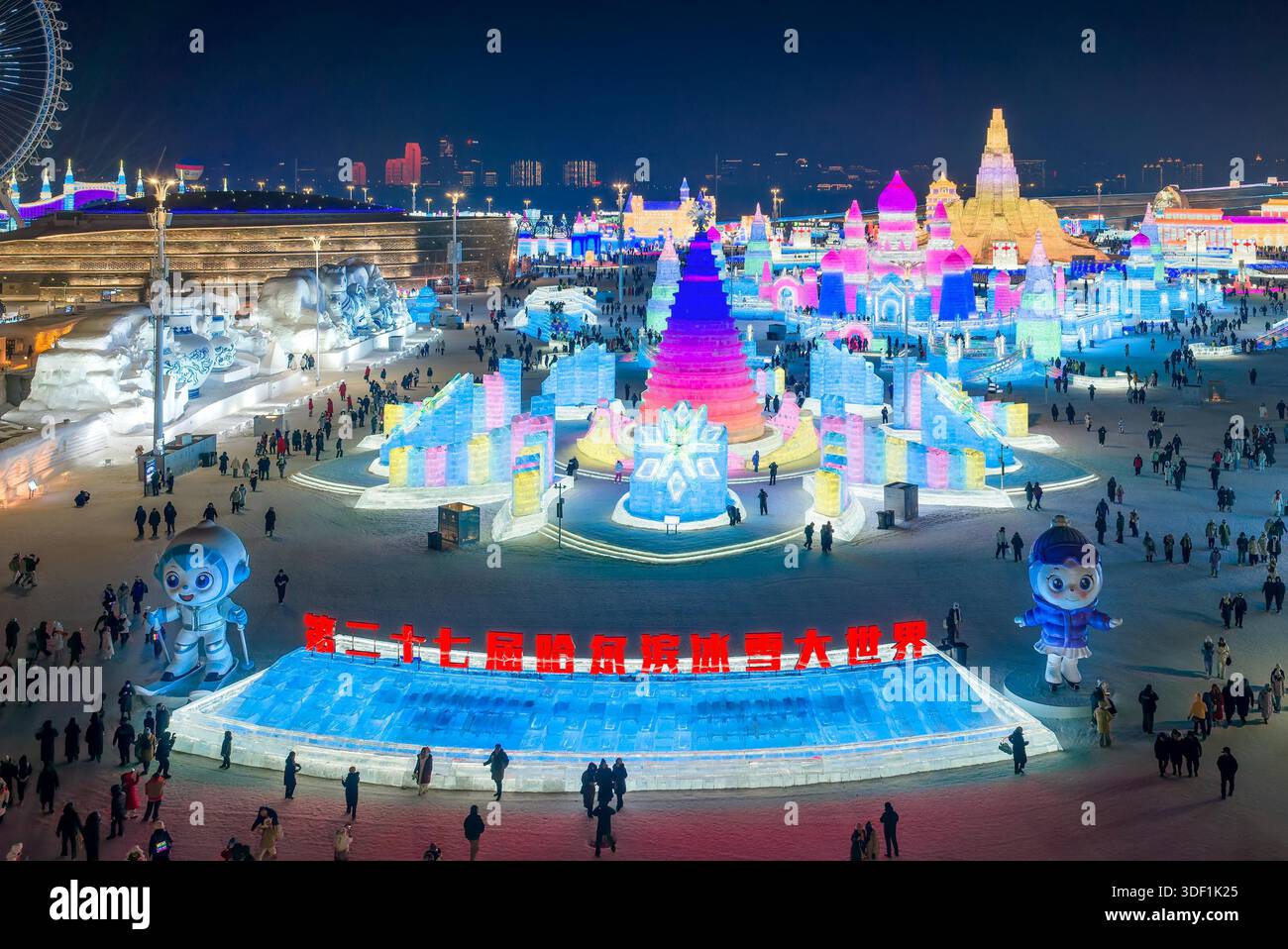 Fireworks illuminate ice sculptures and drones perform aerial ...