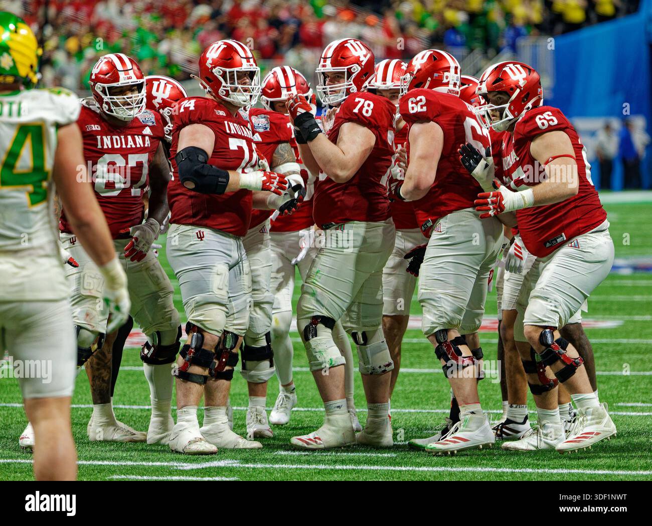 Atlanta, Georgia. 9th Jan, 2026. Indiana's offensive unit during the ...