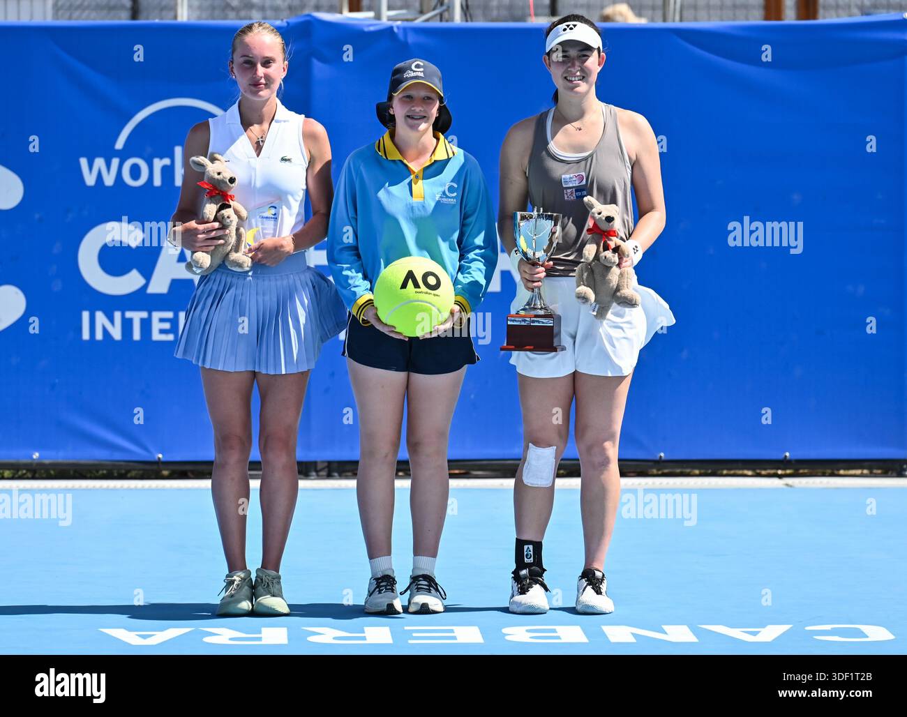 Canberra, Australia. 10 January 2026, Players with awards and the ball ...