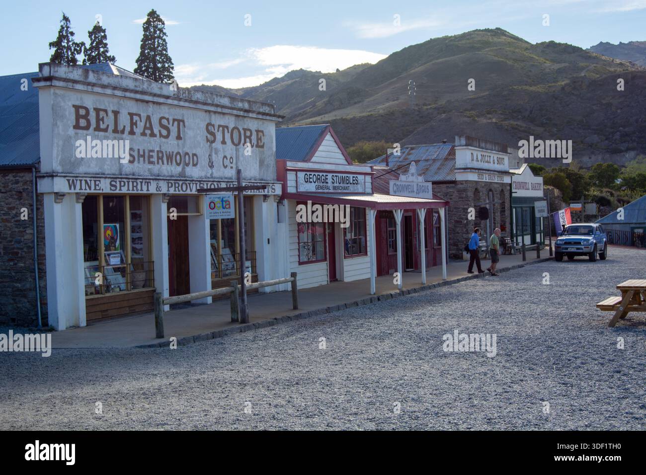 A historic street scene featuring vintage storefronts in a small town ...