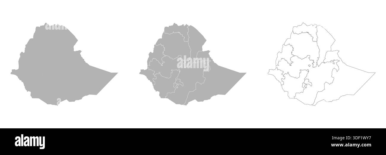Set of ETHIOPIA Maps with Main Map and Regional maps Stock Vector Image ...