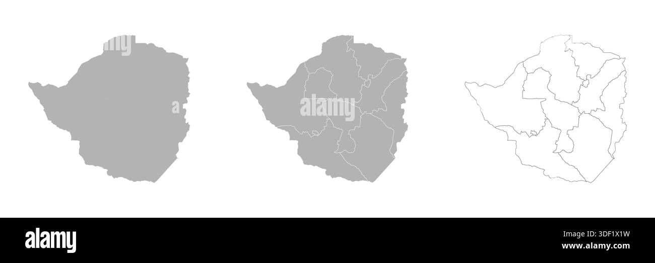 Set of ZIMBABWE Maps with Main Map and Regional maps Stock Vector Image ...