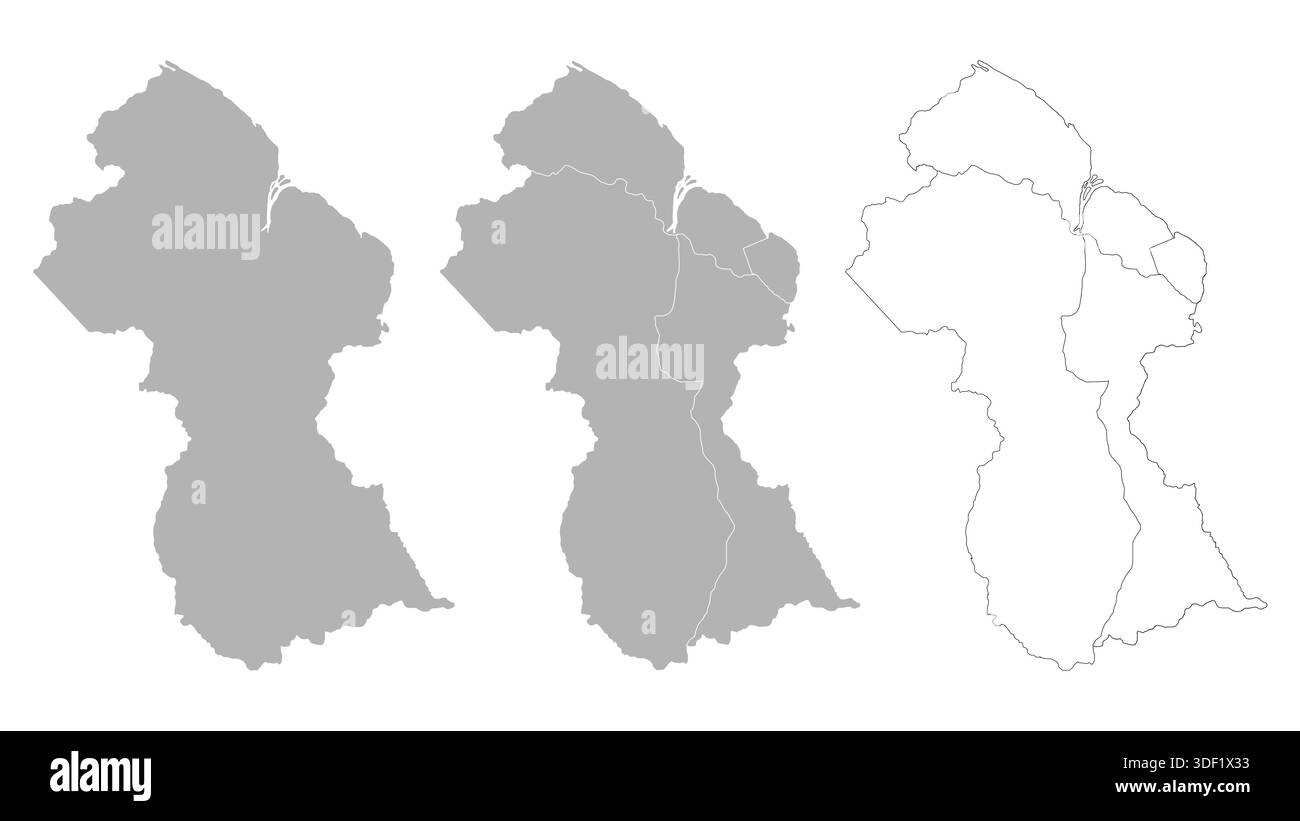 Set of GUYANA Maps with Main Map and Regional maps Stock Vector Image ...