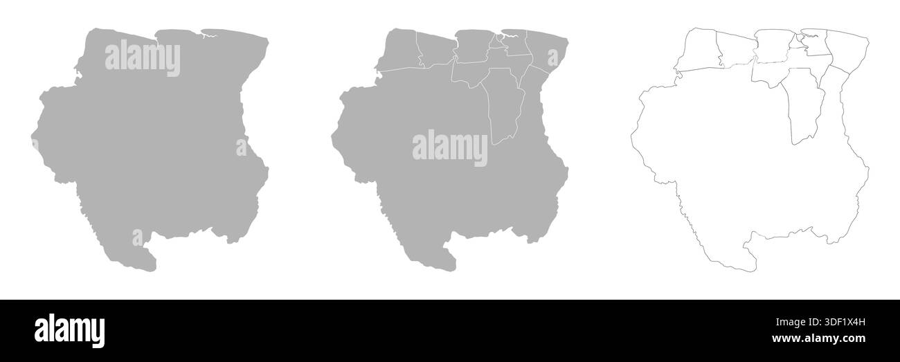 Set of SURINAME Maps with Main Map and Regional maps Stock Vector Image ...
