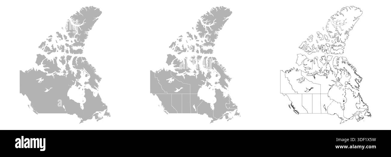 Set of CANADA Maps with Main Map and Regional maps Stock Vector Image ...