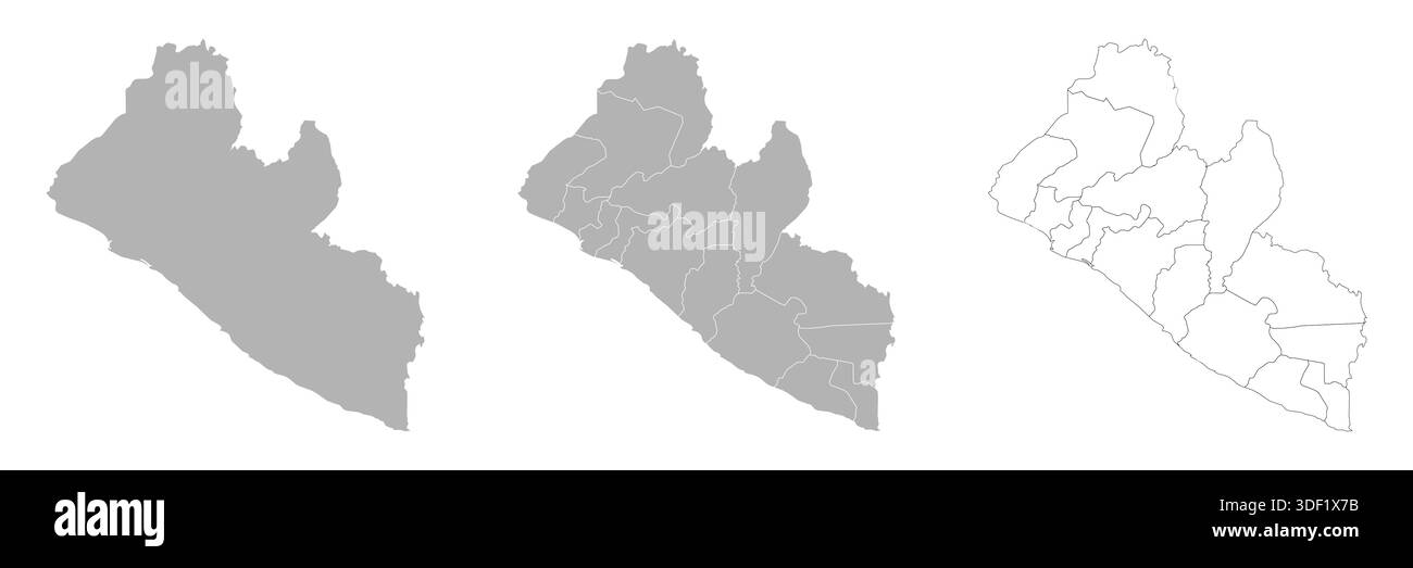 Set of LIBERIA Maps with Main Map and Regional maps Stock Vector Image ...