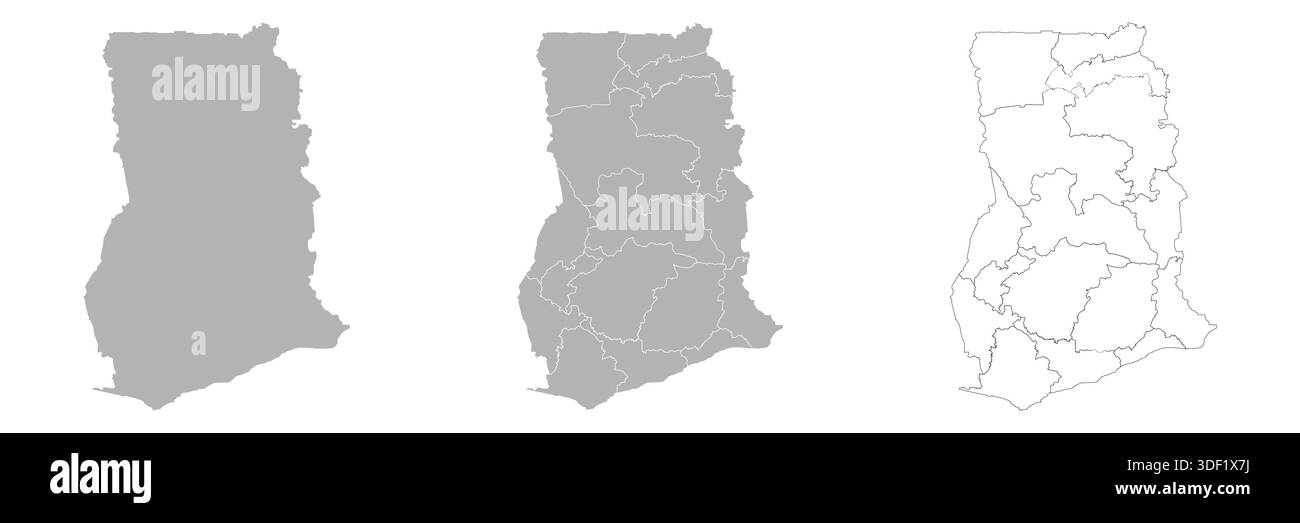 Set of GHANA Maps with Main Map and Regional maps Stock Vector Image ...