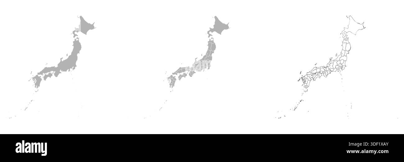 Set of JAPAN Maps with Main Map and Regional maps Stock Vector Image ...