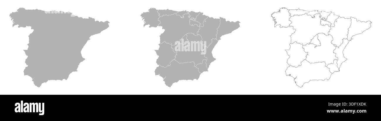 Set of SPAIN Maps with Main Map and Regional maps Stock Vector Image ...