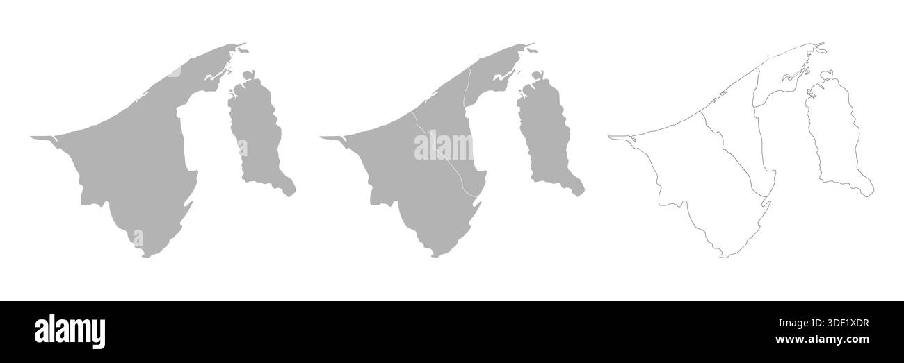 Set of BRUNEI Maps with Main Map and Regional maps Stock Vector Image ...