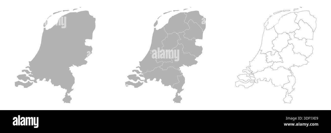 Set of NETHERLANDS Maps with Main Map and Regional maps Stock Vector ...