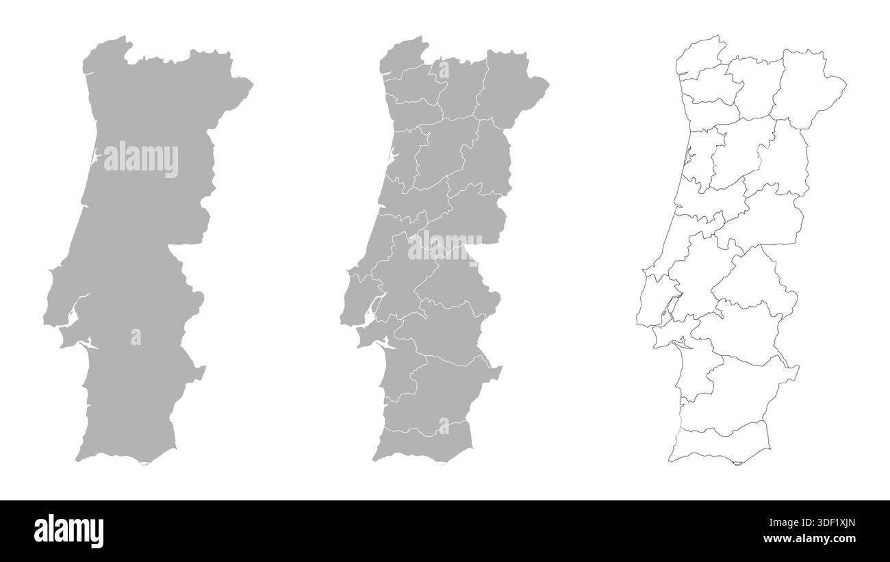 Set of PORTUGAL Maps with Main Map and Regional maps Stock Vector Image ...