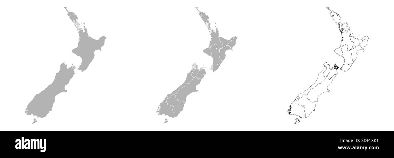 Set of NEW ZEALAND Maps with Main Map and Regional maps Stock Vector ...