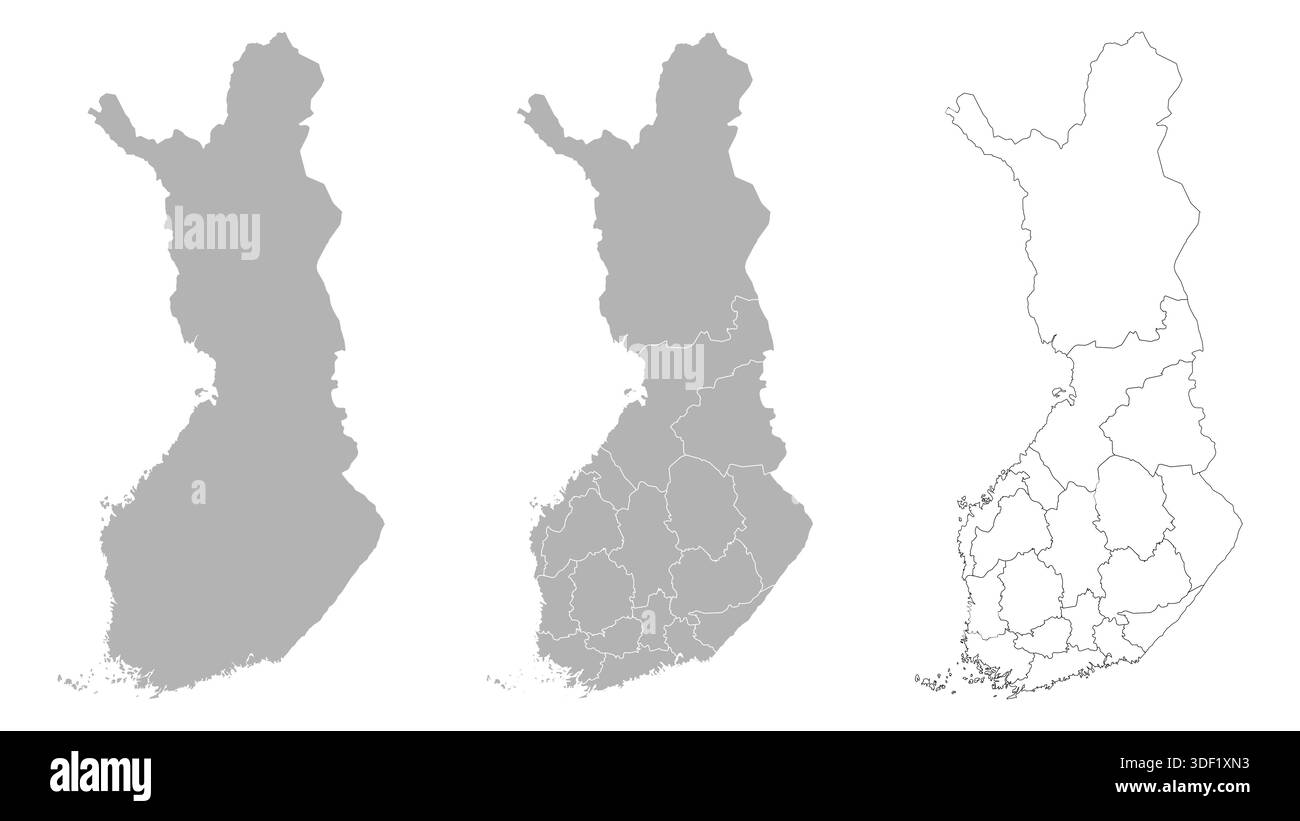 Set of FINLAND Maps with Main Map and Regional maps Stock Vector Image ...