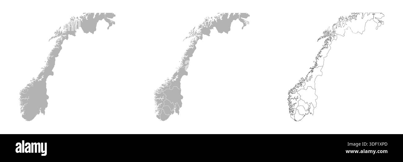 Set of NORWAY Maps with Main Map and Regional maps Stock Vector Image ...