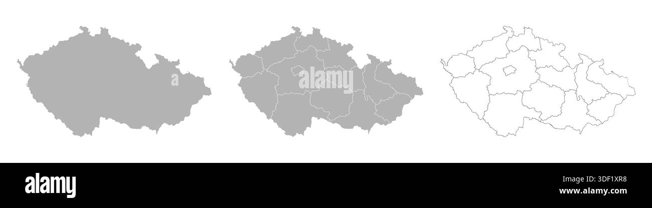 Set of CZECH REPUBLIC Maps with Main Map and Regional maps Stock Vector ...